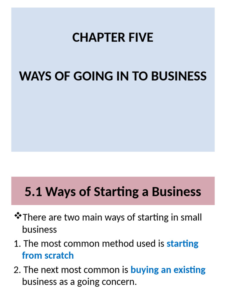 Entrepreneurship Chapter Five | PDF