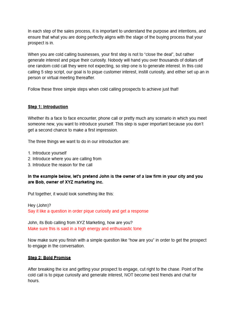 Cold Calling Script Pdf