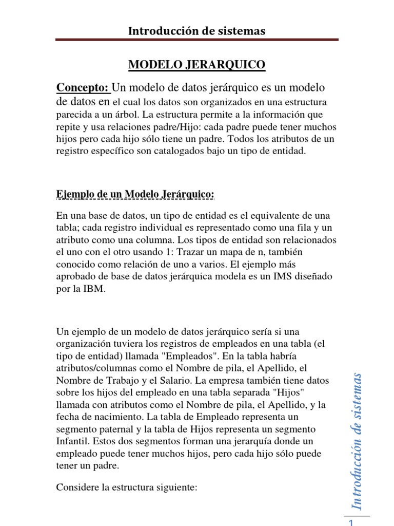 Que Es Un Modelo Jerarquico | PDF | Modelo relacional | Bases de datos