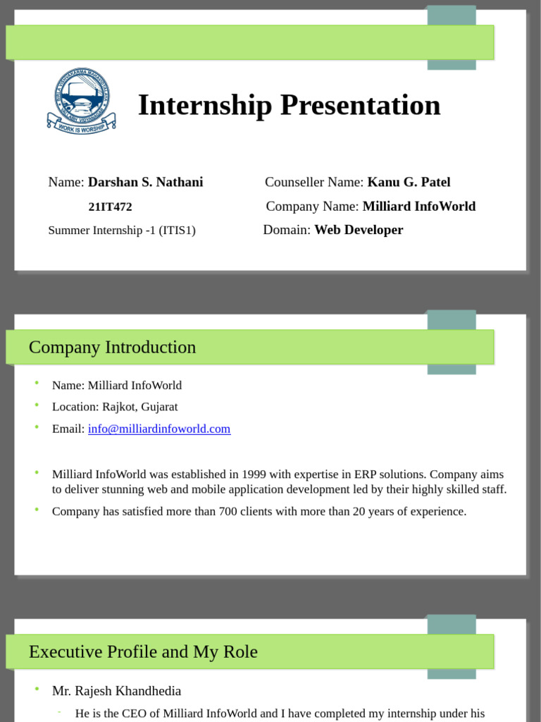 Internship Presentation | PDF