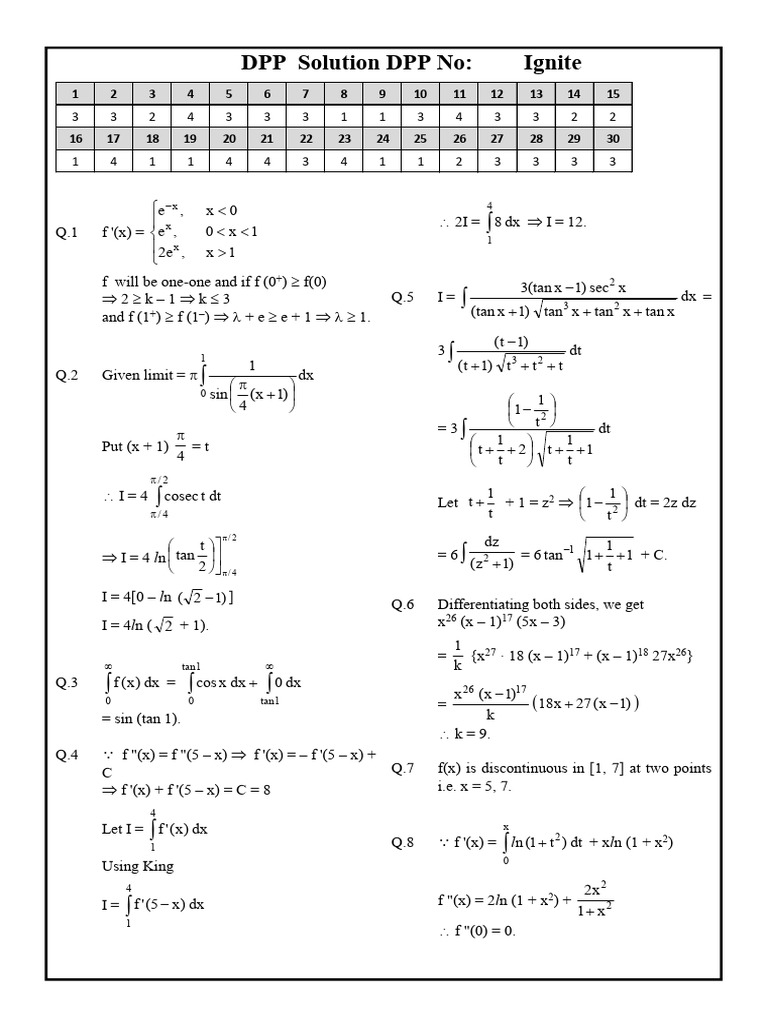 DPP 812 Solution (Ignite Mains) | PDF