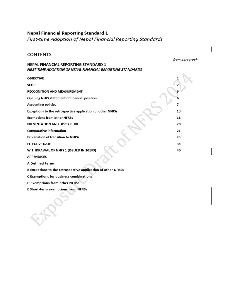 ED of NFRS 1 | PDF