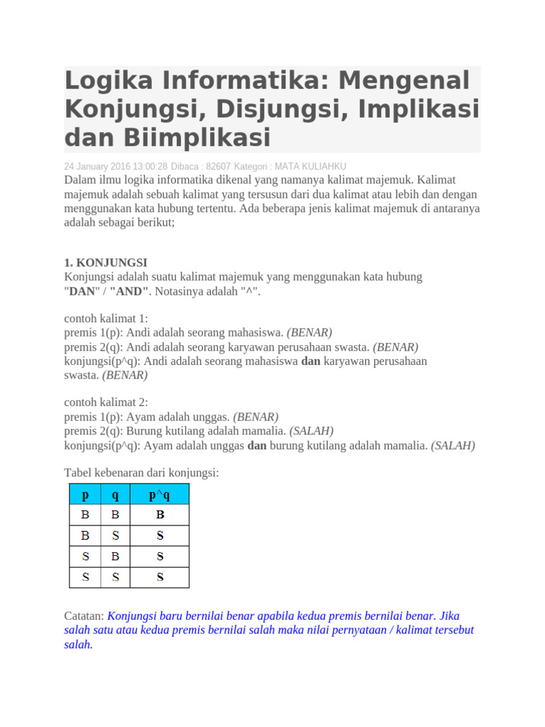 Contoh Logika Informatika | PDF