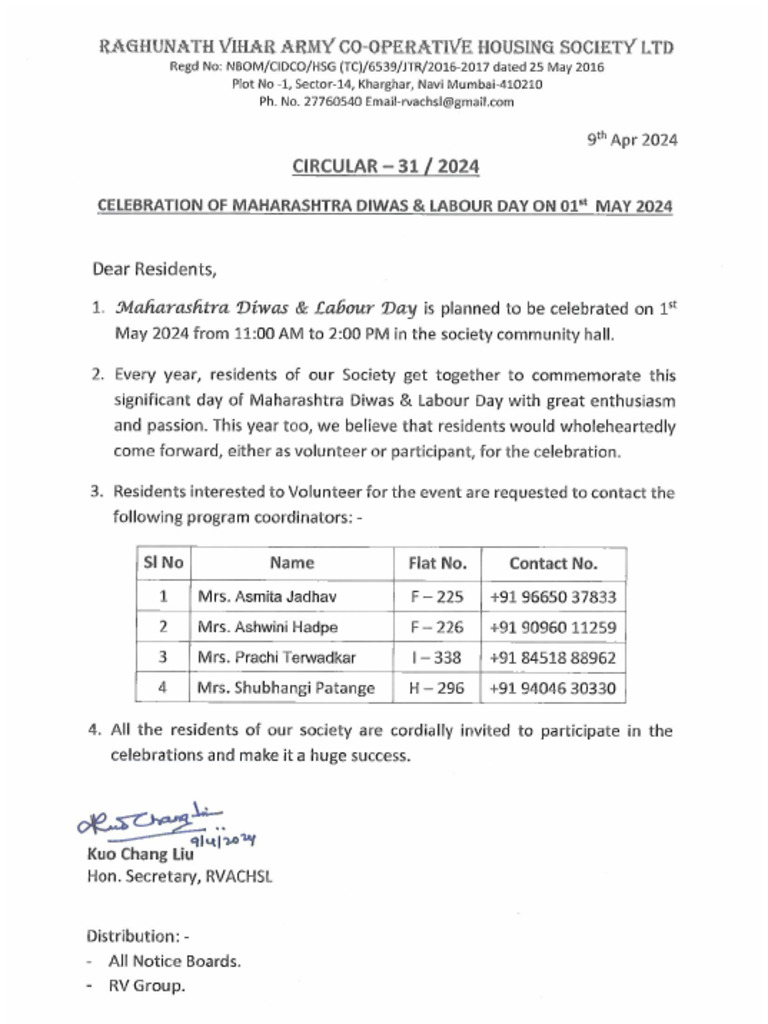 Circular 31 Maharashtra Day Celebration | PDF