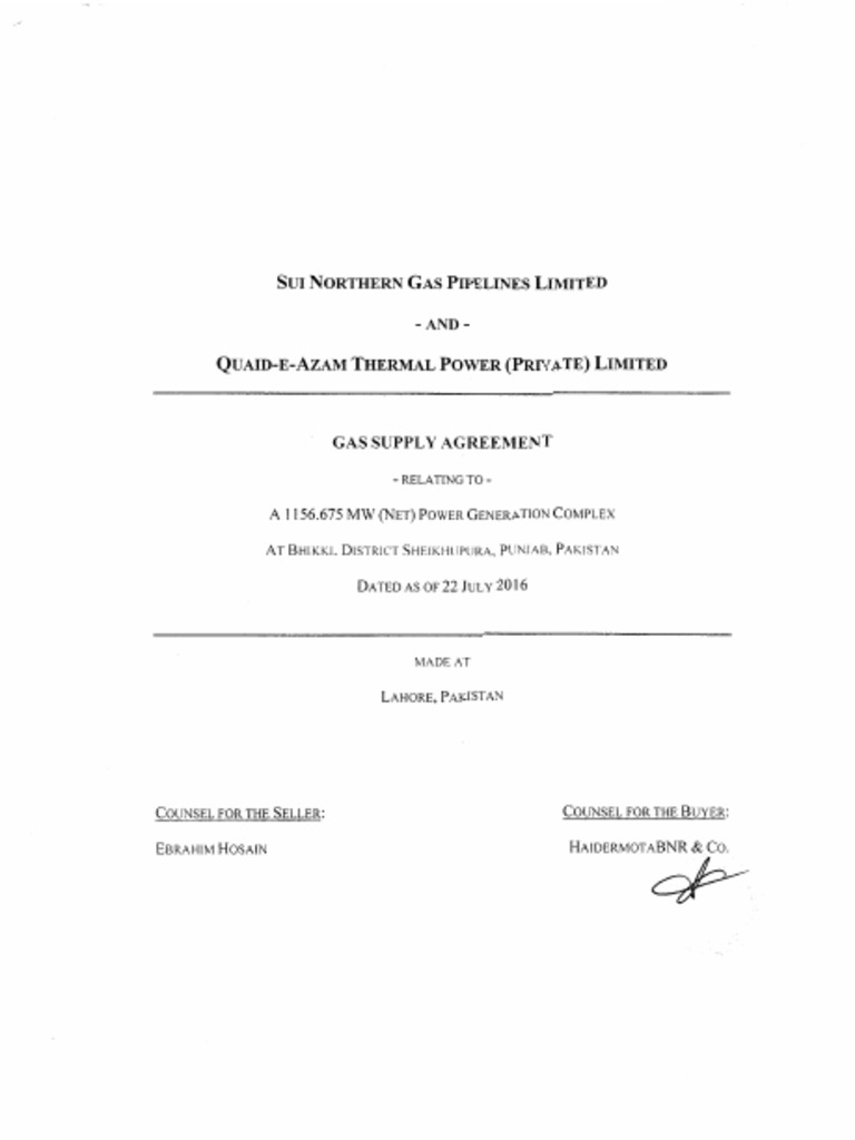 Gas Supply Agreement | PDF