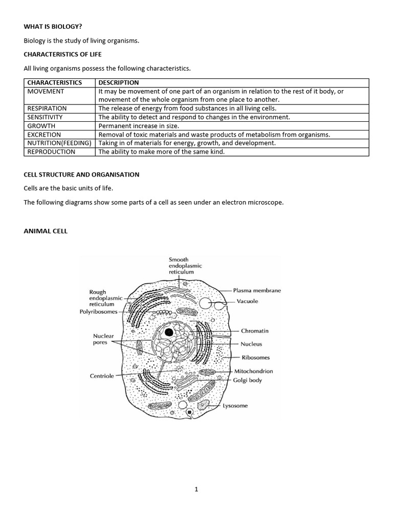 Cell Structure and Organisation - Triple | PDF