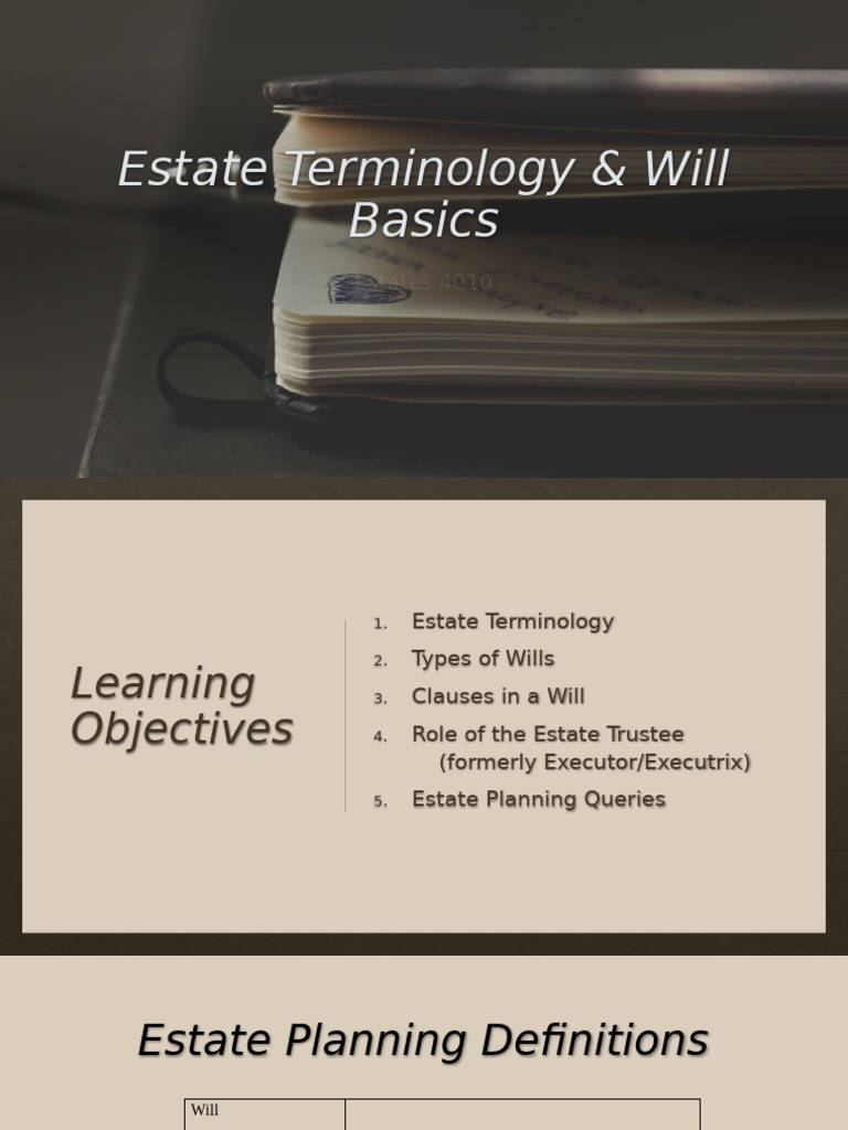WK 3 Estate Terminology Will Basics | PDF