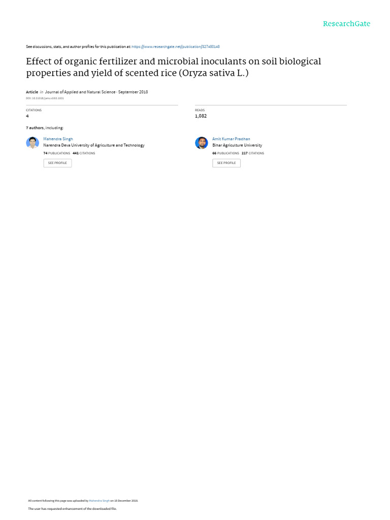 Effect of Organic Fertilizer and Microbial Inoculants On Soil Biological Properties and - Sah Et ...