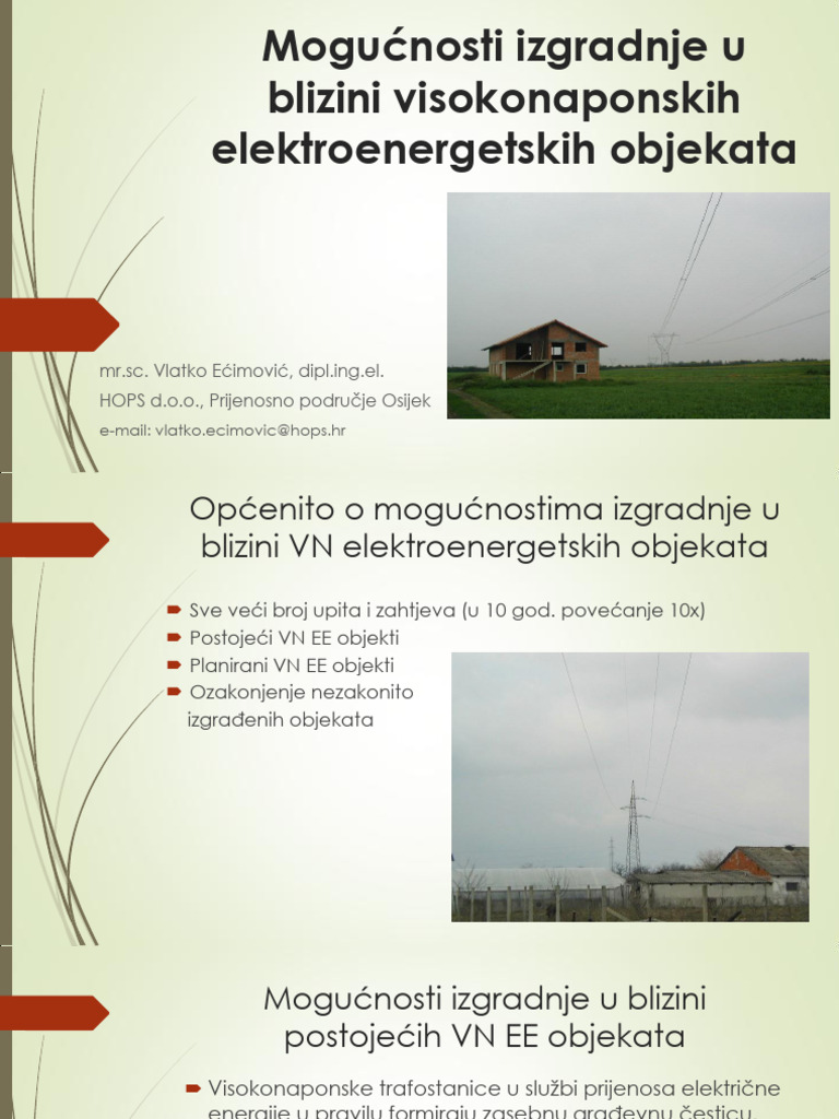 Mogucnosti Izgradnje U Blizini Visokonaponskih Elektroenergetskih Objekata | PDF