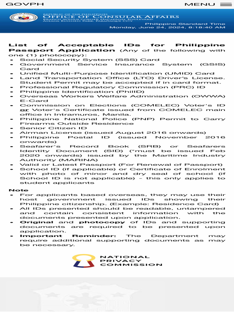 Acceptable Ids For Philippine Passport Application Pdf