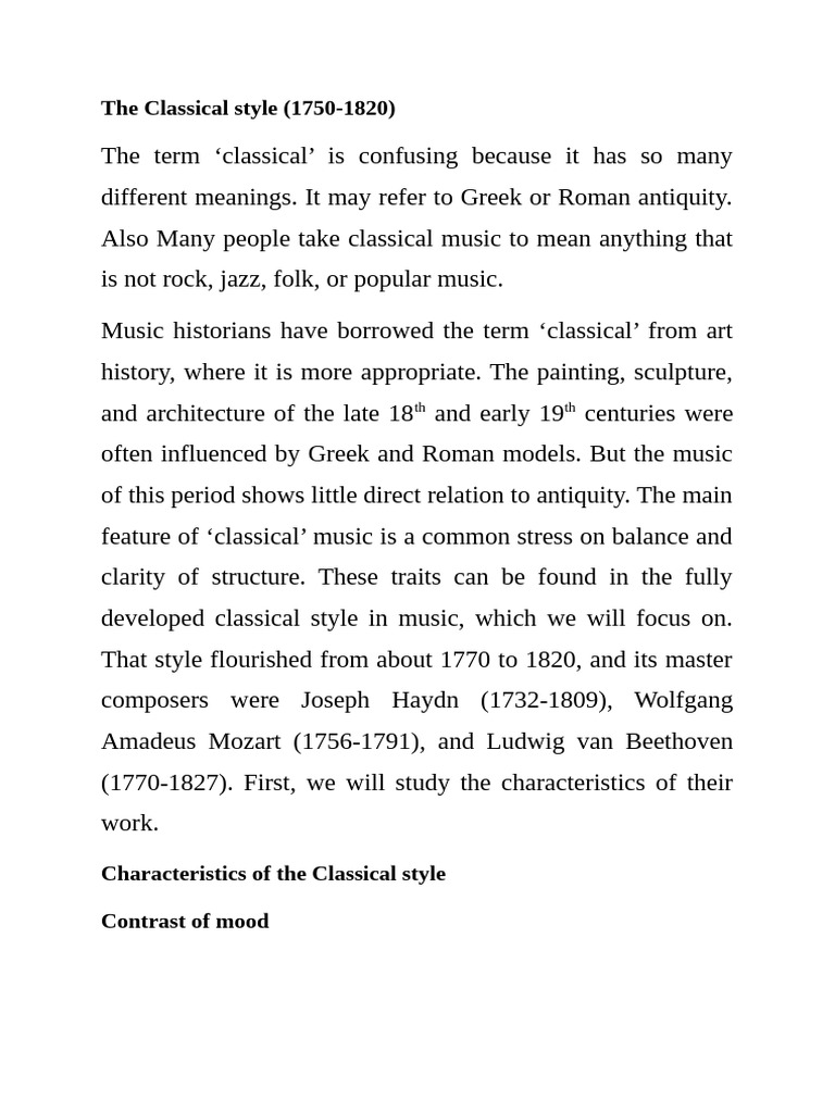 The Classical Style | PDF