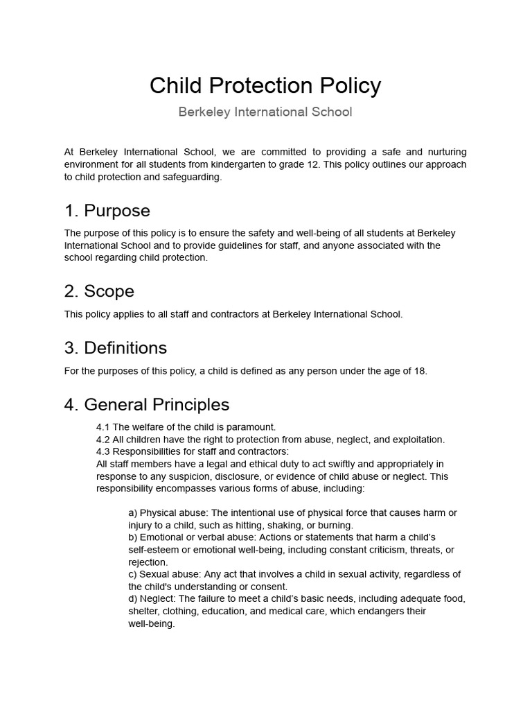 Child Protection Policy AY 2024-2025 | PDF