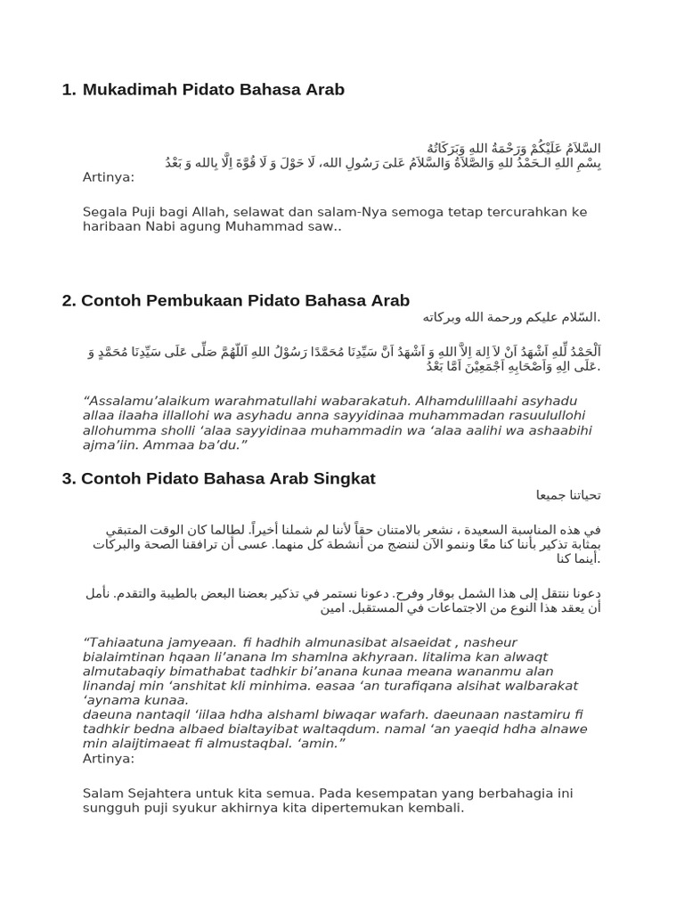 Mukadimah Pidato Bahasa Arab | PDF
