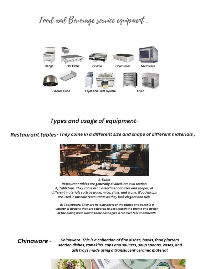 Food and Beverage Service Equipment | PDF