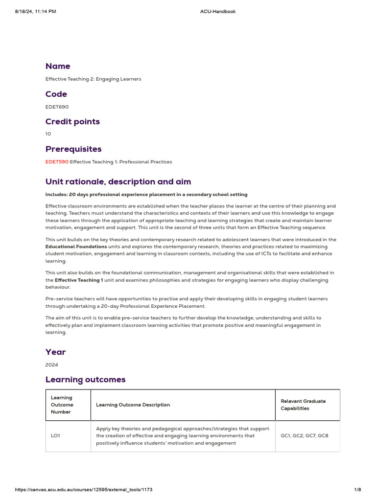 EDET690 - Unit Outline | PDF