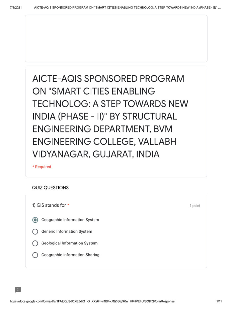 Aicte-Aqis Sponsored Program On - Smart.. | PDF