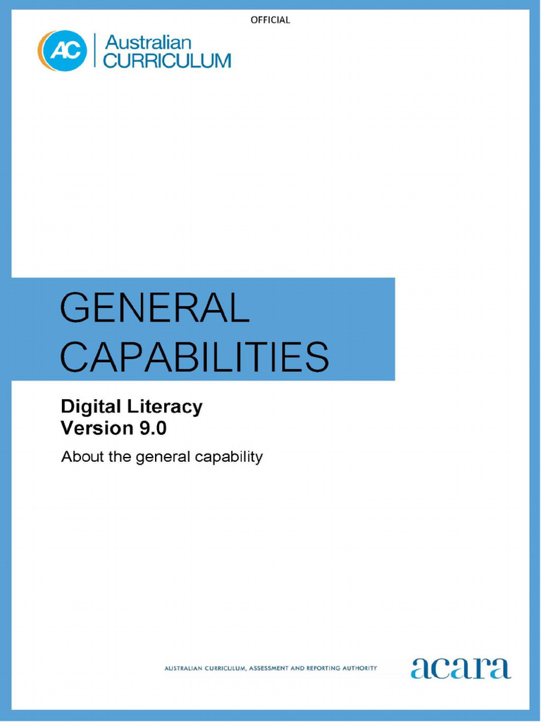 ACARA. (2022) - General Capabilities. Digital Literacy. Australian ...