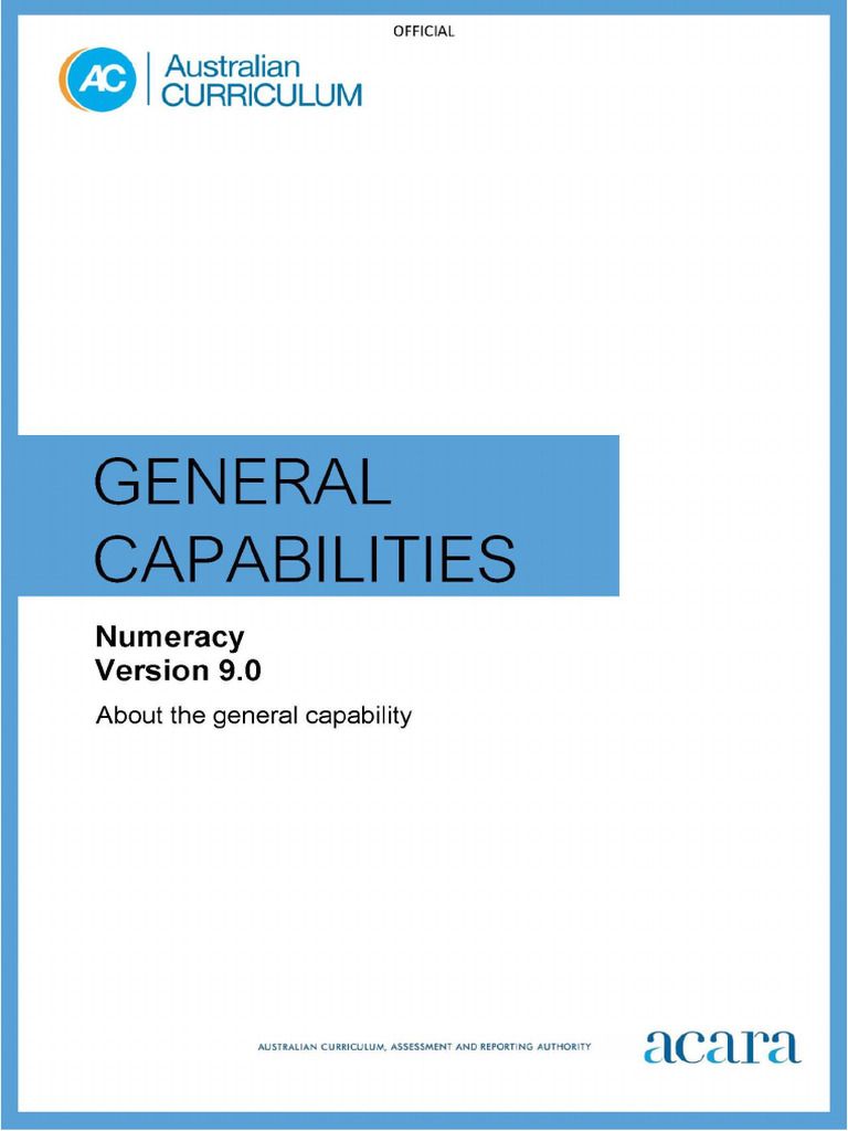 ACARA. (2022) - General Capabilities. Numeracy. Australian Curriculum | PDF