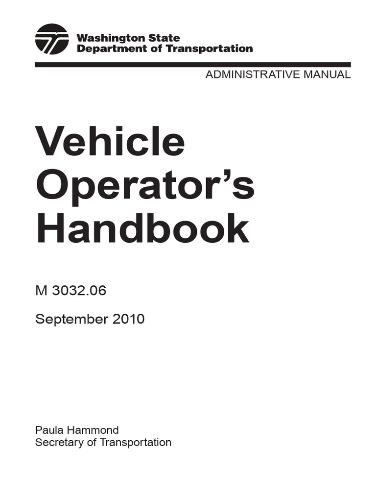 Vehicle Operators Handbook | PDF