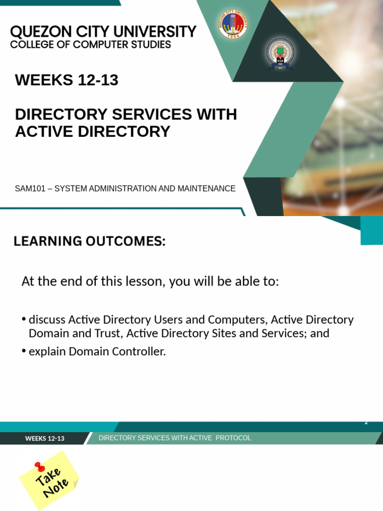 Sam101-Weeks-12-13 Directory Services With Active Directory | PDF