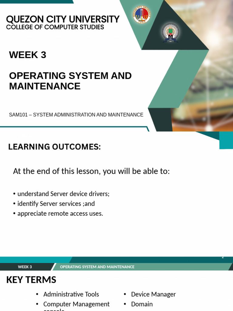 Sam101 Week 3 System Administration Operating System | PDF