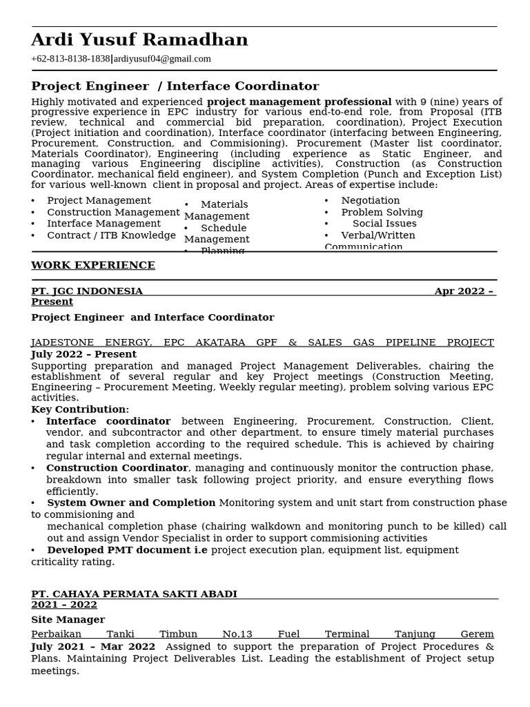 CV Ardi Ramadhan_March 2024 | PDF