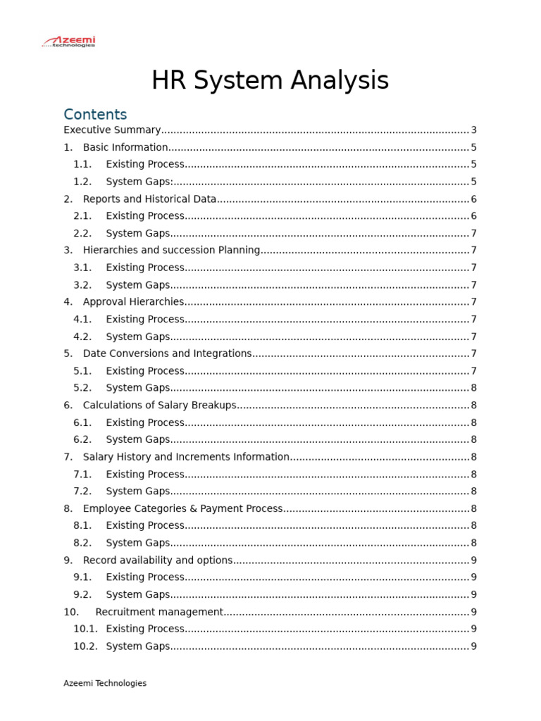 HR System Analysis | PDF