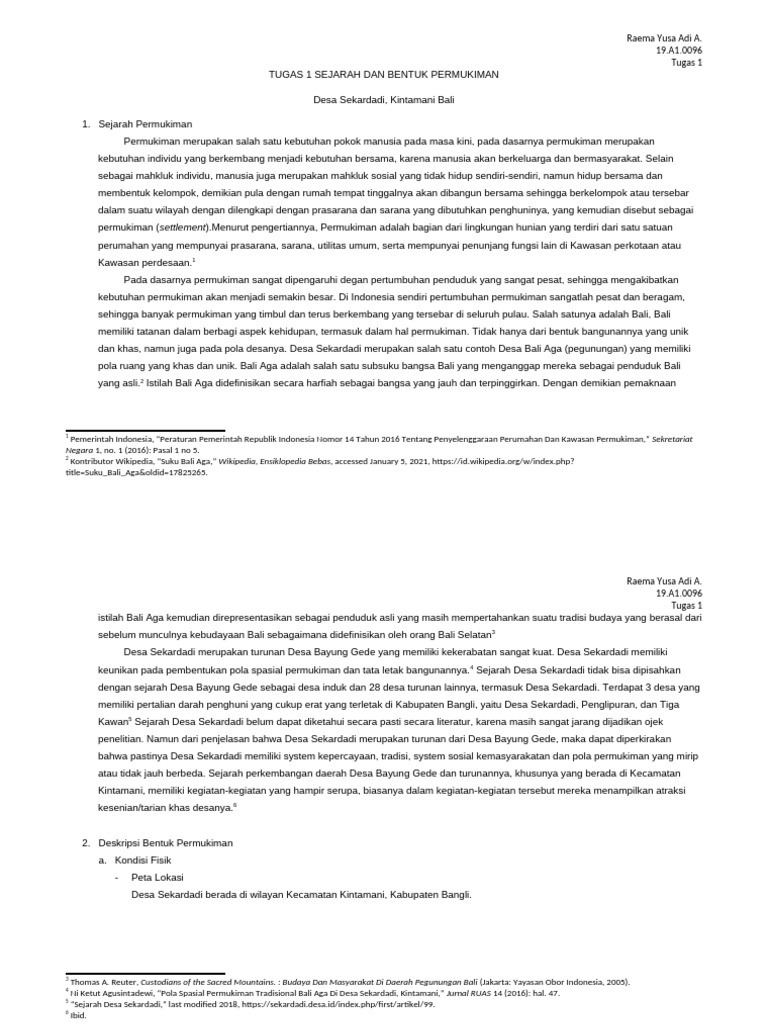 Raema Yusa Adi - 19.a1.0096 - Tugas 1 - Permukiman | PDF