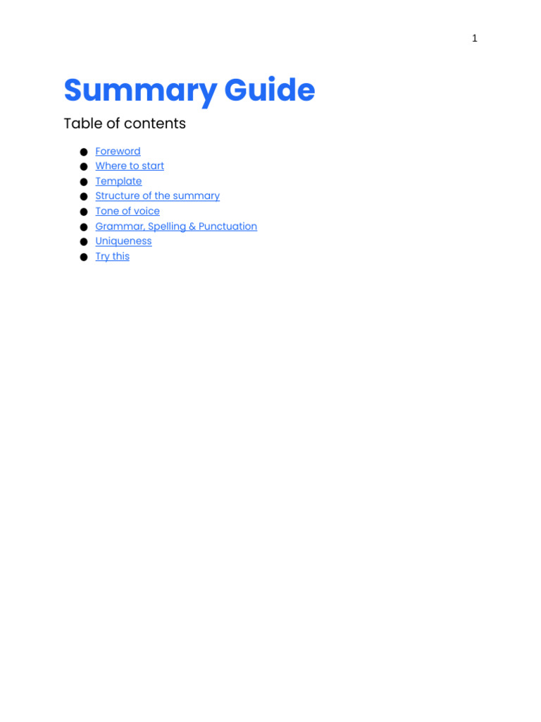 Summary Guide for book | PDF