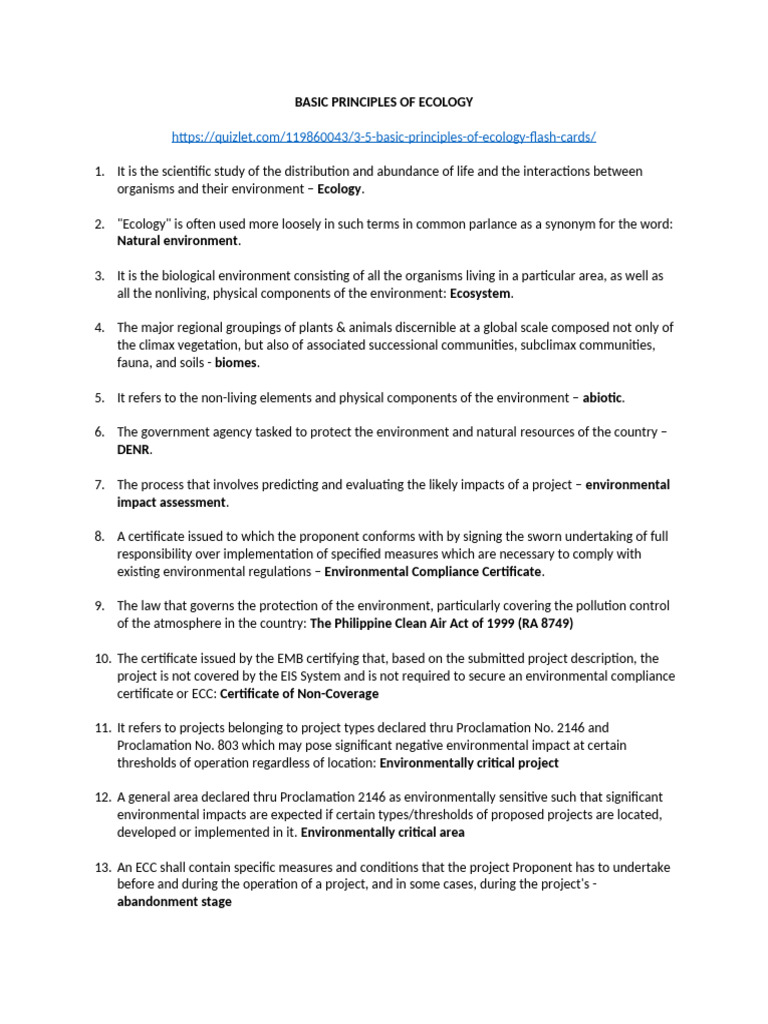 Basic Principles of Ecology | PDF