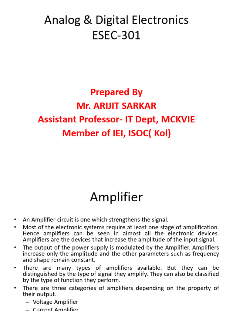 Amplifier Types and Characteristics Guide | PDF | Amplifier | Bipolar ...