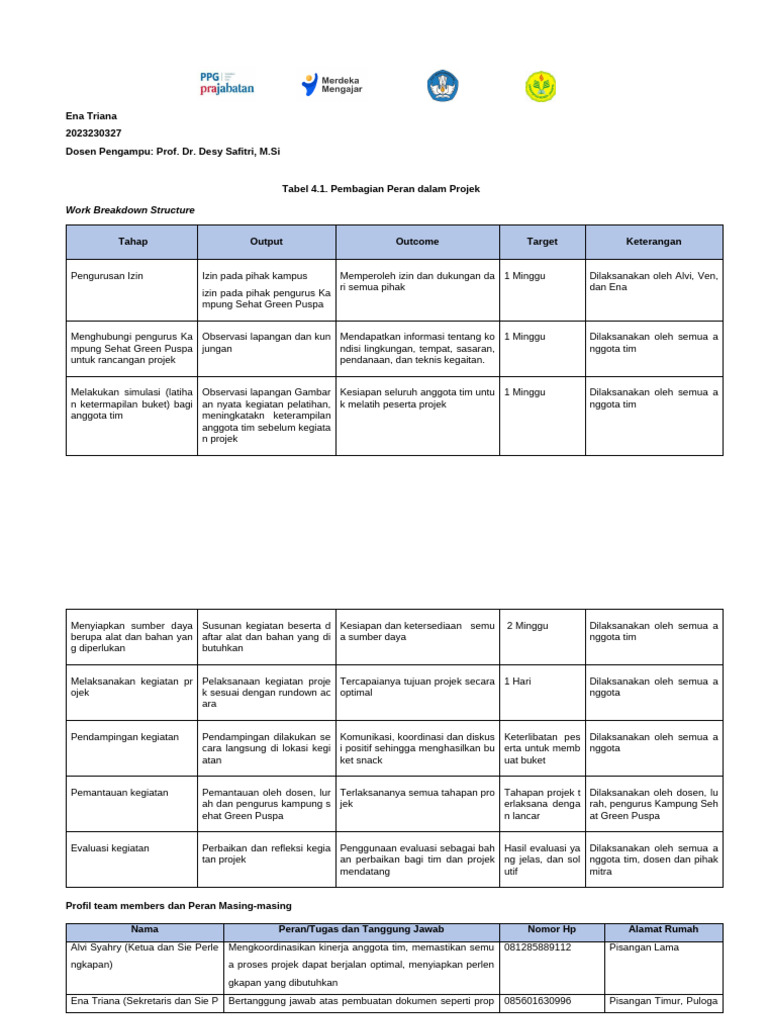 Tugas 4.1 Pembagian Tugas Dalam Projek | PDF