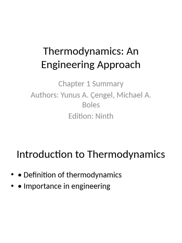 Thermodynamics Chapter 1 Summary | PDF