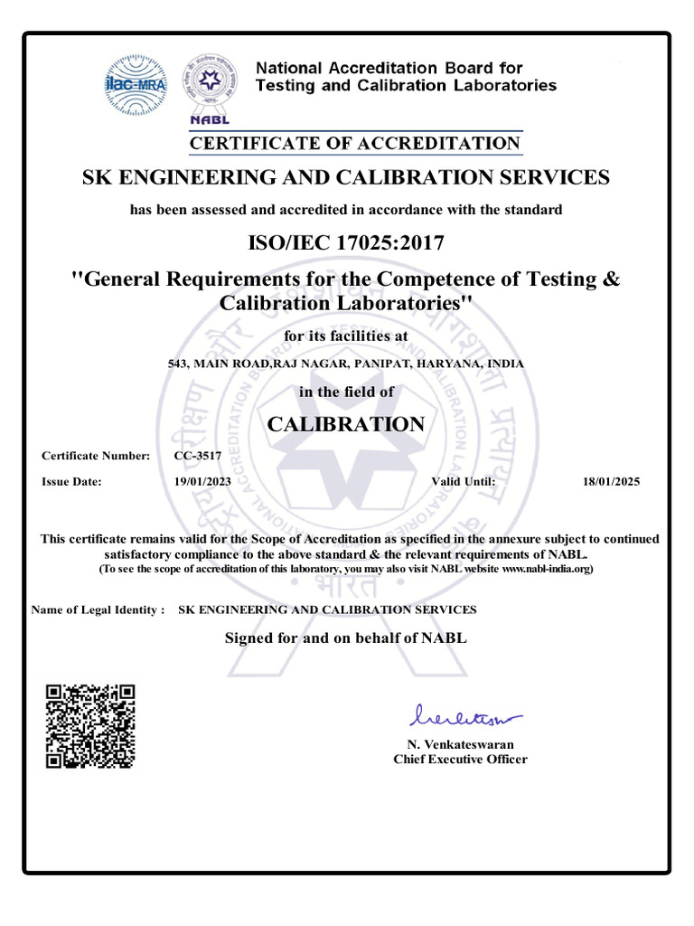 SK NABL Certificate (18-1-25) | PDF | Technology & Engineering