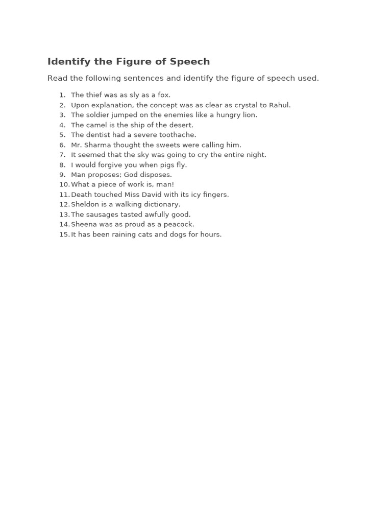 Identify The Figure of Speech | PDF