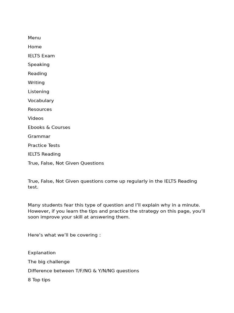 Yes No Not Given | PDF
