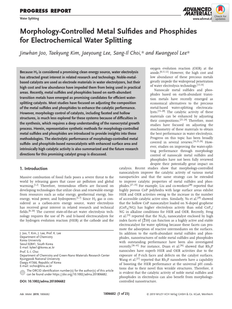 Morphology-Controlled Metal Sulfides and Phosphides | PDF