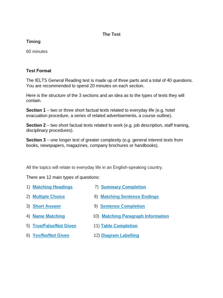 Reading Question Types and Strategies | PDF