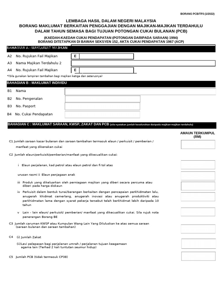 Borang TP3 2022 | PDF