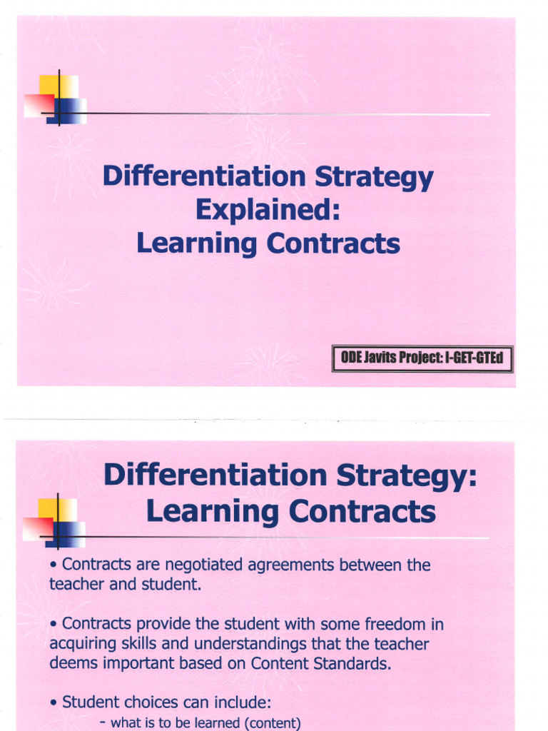 Differentiation - Learning Contracts | PDF