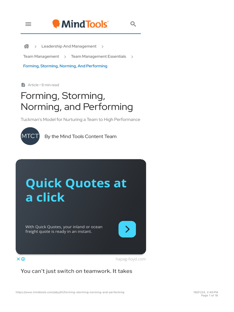 Forming, Storming, Norming, and Performing - Tuckman's Model For ...
