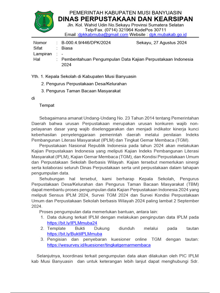 20240827124452surat Pengumpulan Data Iplm | PDF