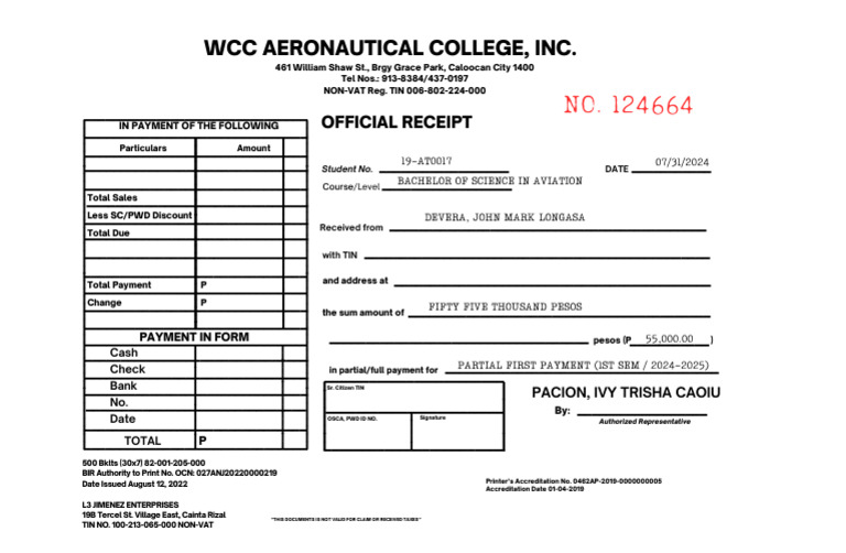 WCC RECEIPT | PDF