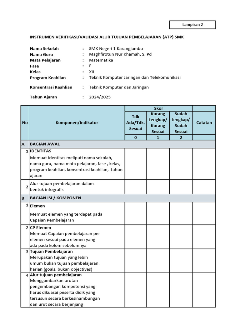 Instrumen ATP MTK 12 | PDF