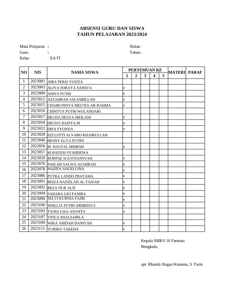 Absen New 2023 FIX | PDF