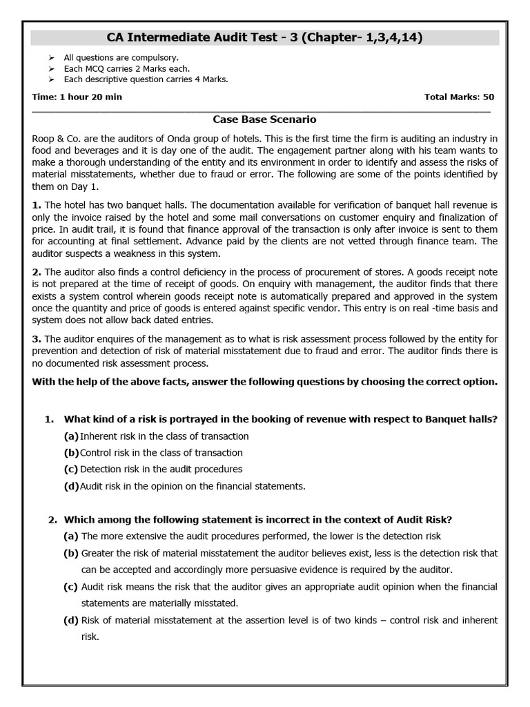 Audit Class Test 3 | PDF