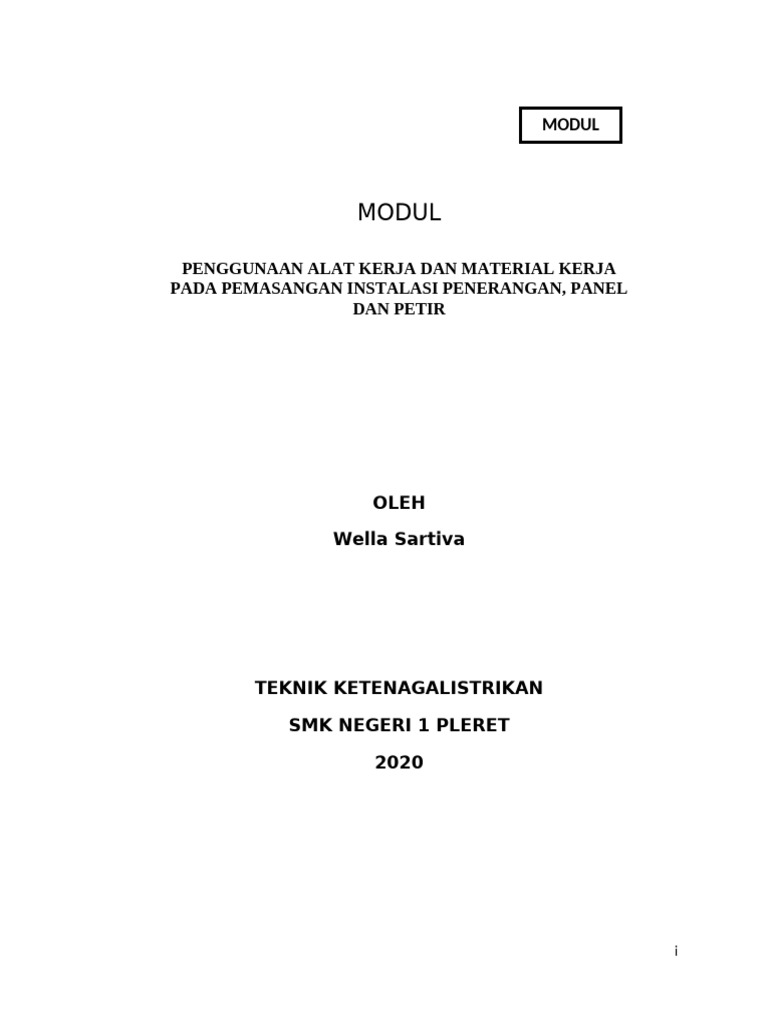 MODUL INSTALASI TENAGA LISTRIK | PDF MODUL INSTALASI TENAGA LISTRIK | PDF