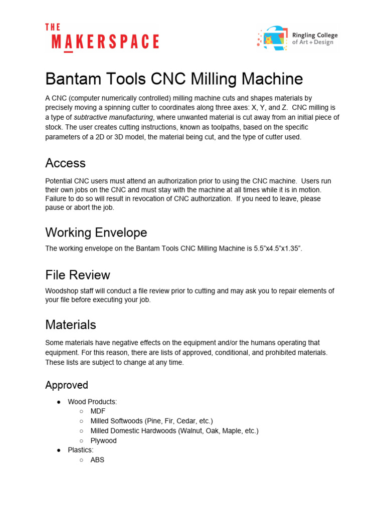 Bantam Tools CNC Milling Machine | PDF