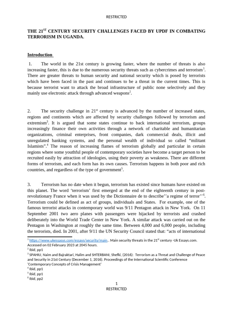 The 21ST Century Security Challenges Faced by Updf in Combating ...