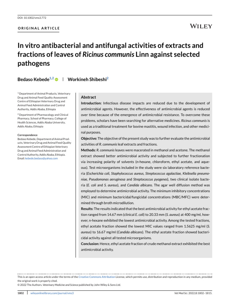 In Vitro Antibacterial And Antifungal Activities Of Extracts And